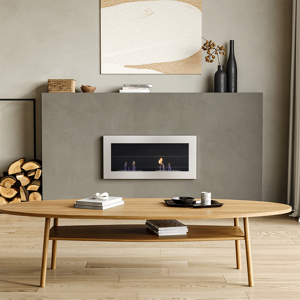 Stainless Steel Wall-Mounted Bio Ethanol TV Fireplace – Smallbee UK