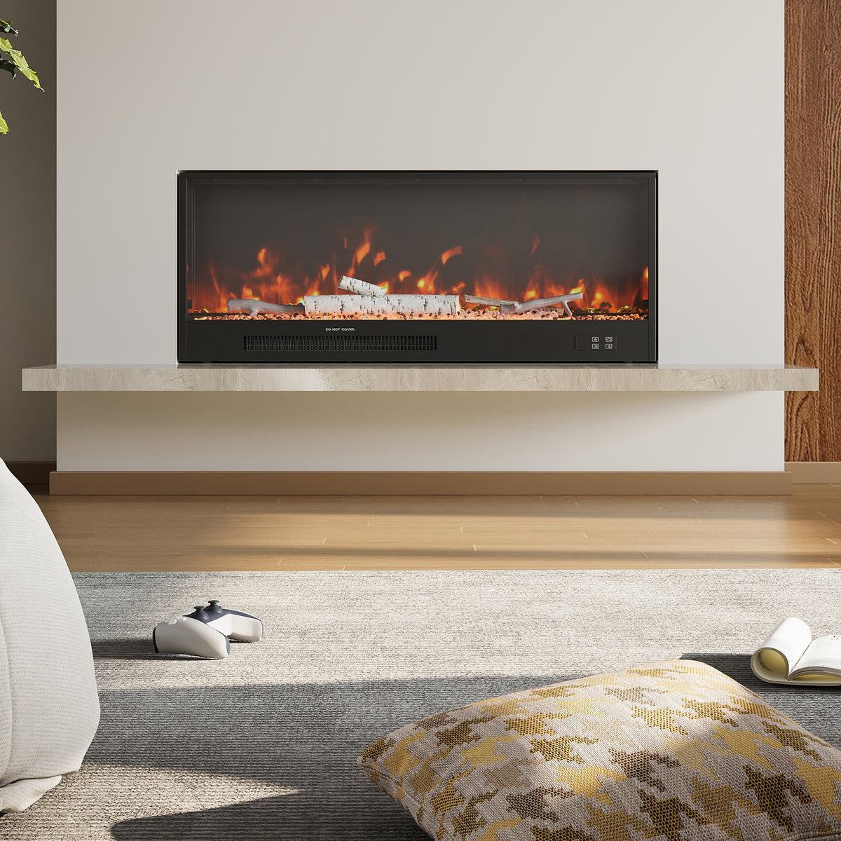 33/46/58inch WiFi Electric Fireplace with LED Display, Realistic Flame ...