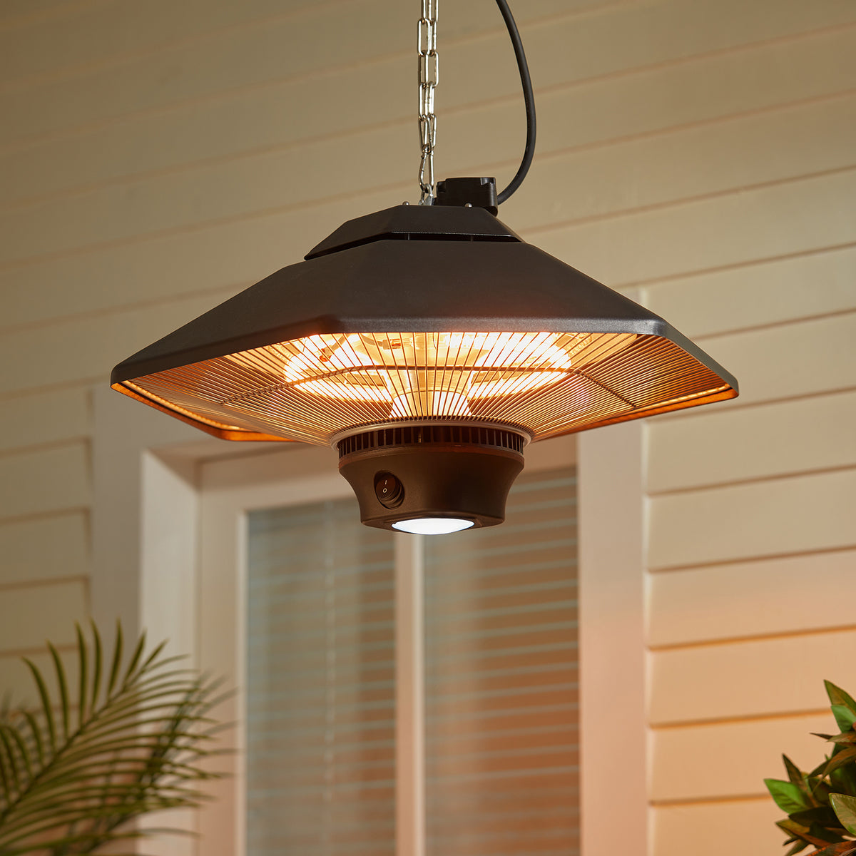 2KW Patio Hanging Heater Hexagonal Electric Ceiling Warmer Remote Cont ...
