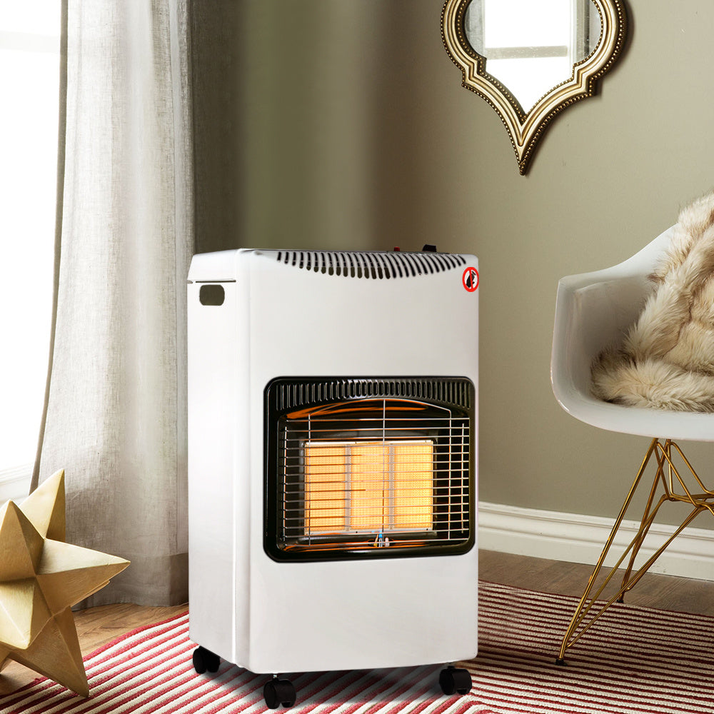 Indoor/Outdoor White Ceramic Gas Heater with Wheels – Smallbee UK